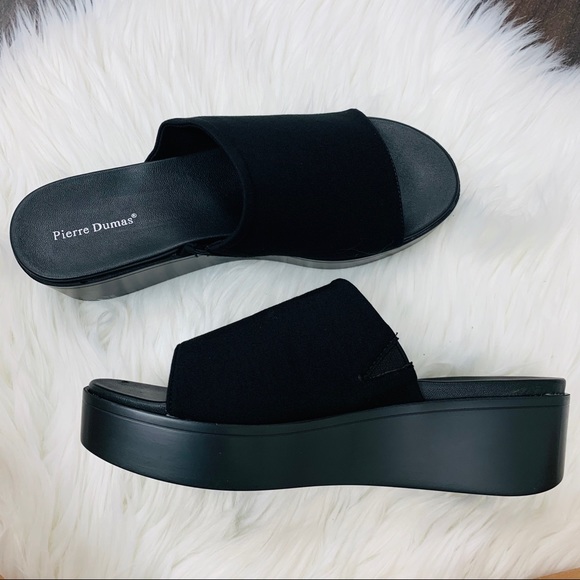 Shoes | Black Stretch Platform Sandal | Poshmark